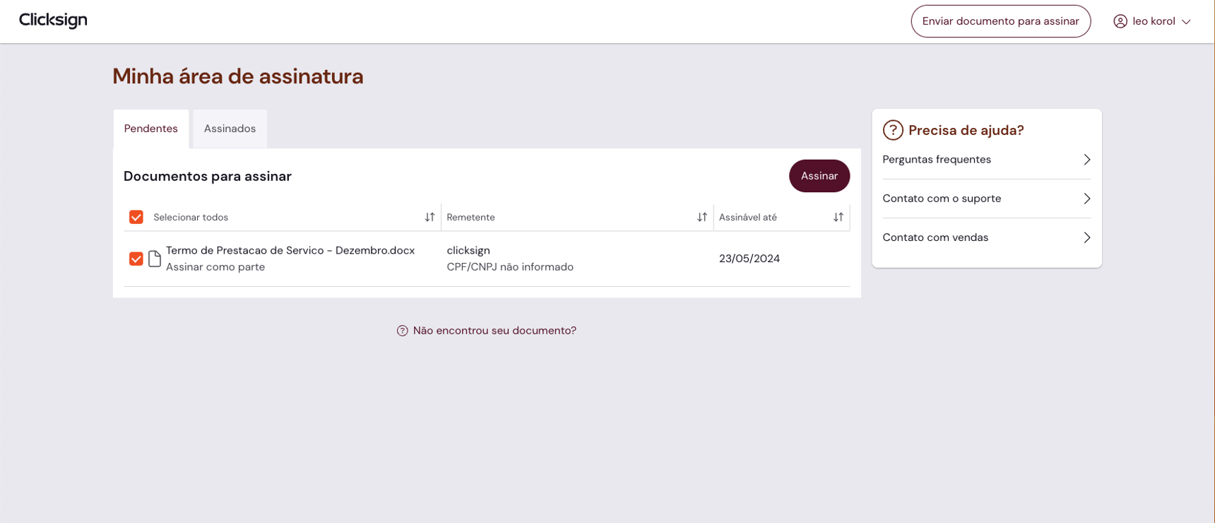 Como Utilizar a Área do Signatário