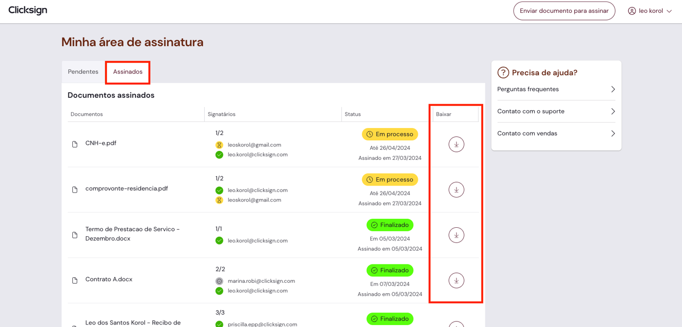 Como Utilizar a Área do Signatário