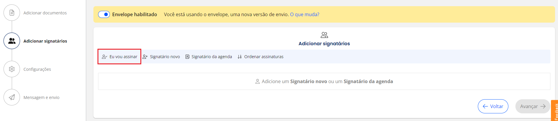 Como me incluir como signatário?