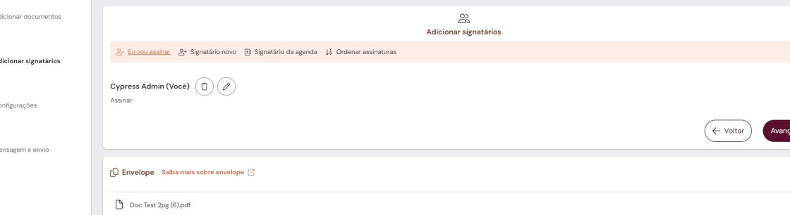 Como me incluir como signatário?