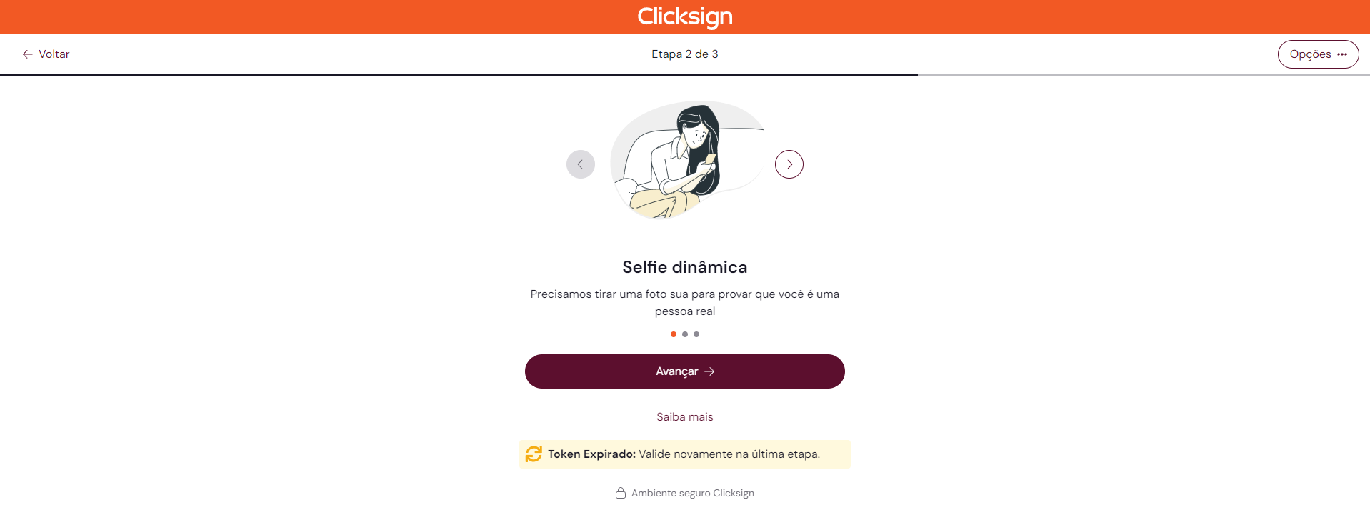 Assinando um documento com Selfie dinâmica