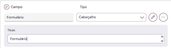 Tipos de Campos do formulário