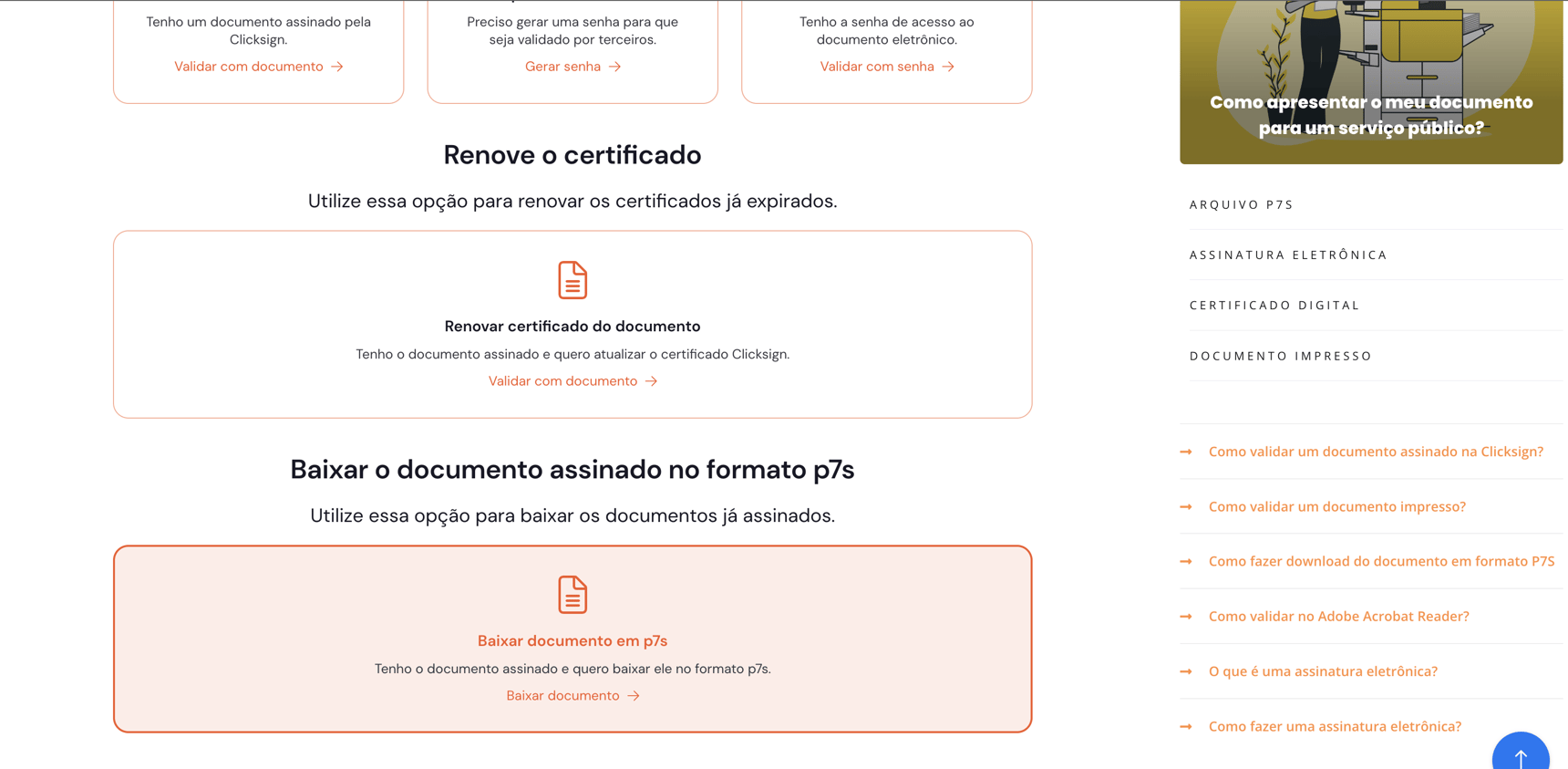 Como fazer download do documento em formato P7S